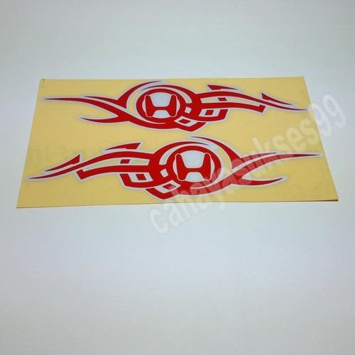Stiker Motor Logo HONDA Bulat Retro Merah List Putih Reflective 20cm ...