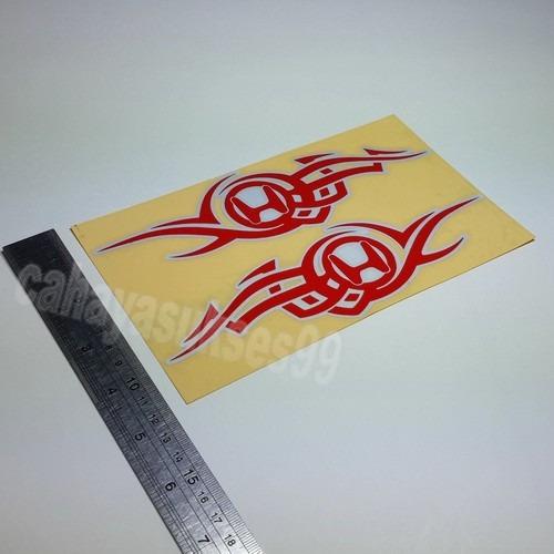 Stiker Motor Logo HONDA Bulat Retro Merah List Putih Reflective 20cm ...