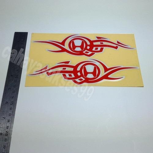 Stiker Motor Logo HONDA Bulat Retro Merah List Putih Reflective 20cm ...
