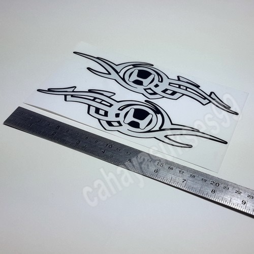 Stiker Motor Logo HONDA Bulat Retro Putih List Hitam Reflective 20cm ...