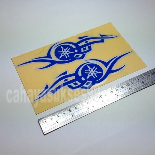 Stiker Motor YAMAHA Logo Bulat Garpu Tala Retro Biru List Putih 20cm ...