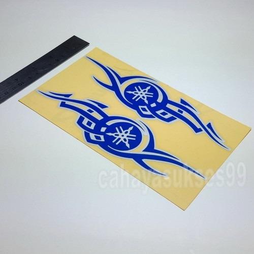 Stiker Motor YAMAHA Logo Bulat Garpu Tala Retro Biru List Putih 20cm ...