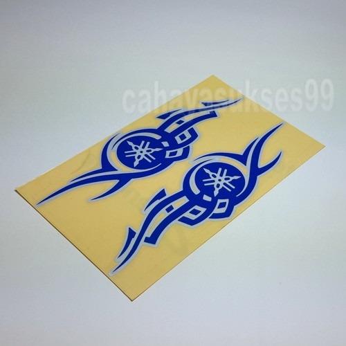 Stiker Motor YAMAHA Logo Bulat Garpu Tala Retro Biru List Putih 20cm ...