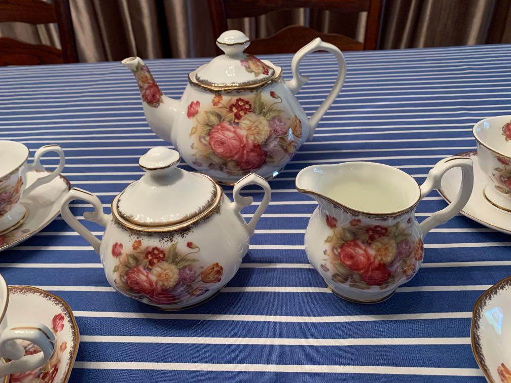 Traditional Floral Pattern Tea Set, Furniture & Home Living ...