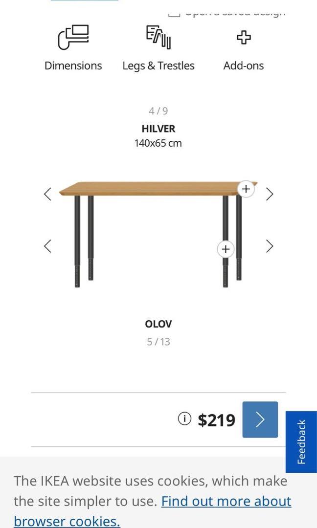 Used IKEA Hilver Table Top with IKEA Olov Legs, Furniture & Home Living ...