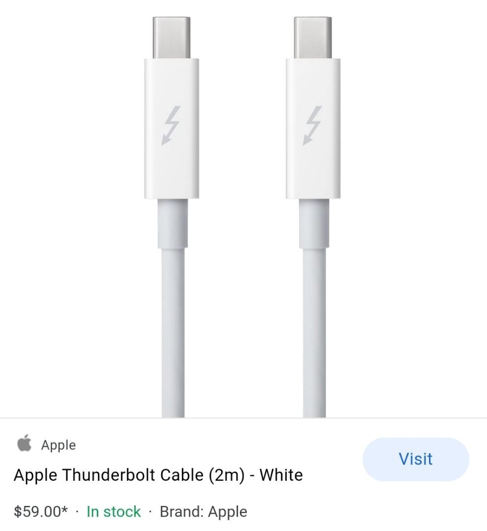 Apple original thunderbolt to thunderbolt 2m cable, Computers & Tech ...
