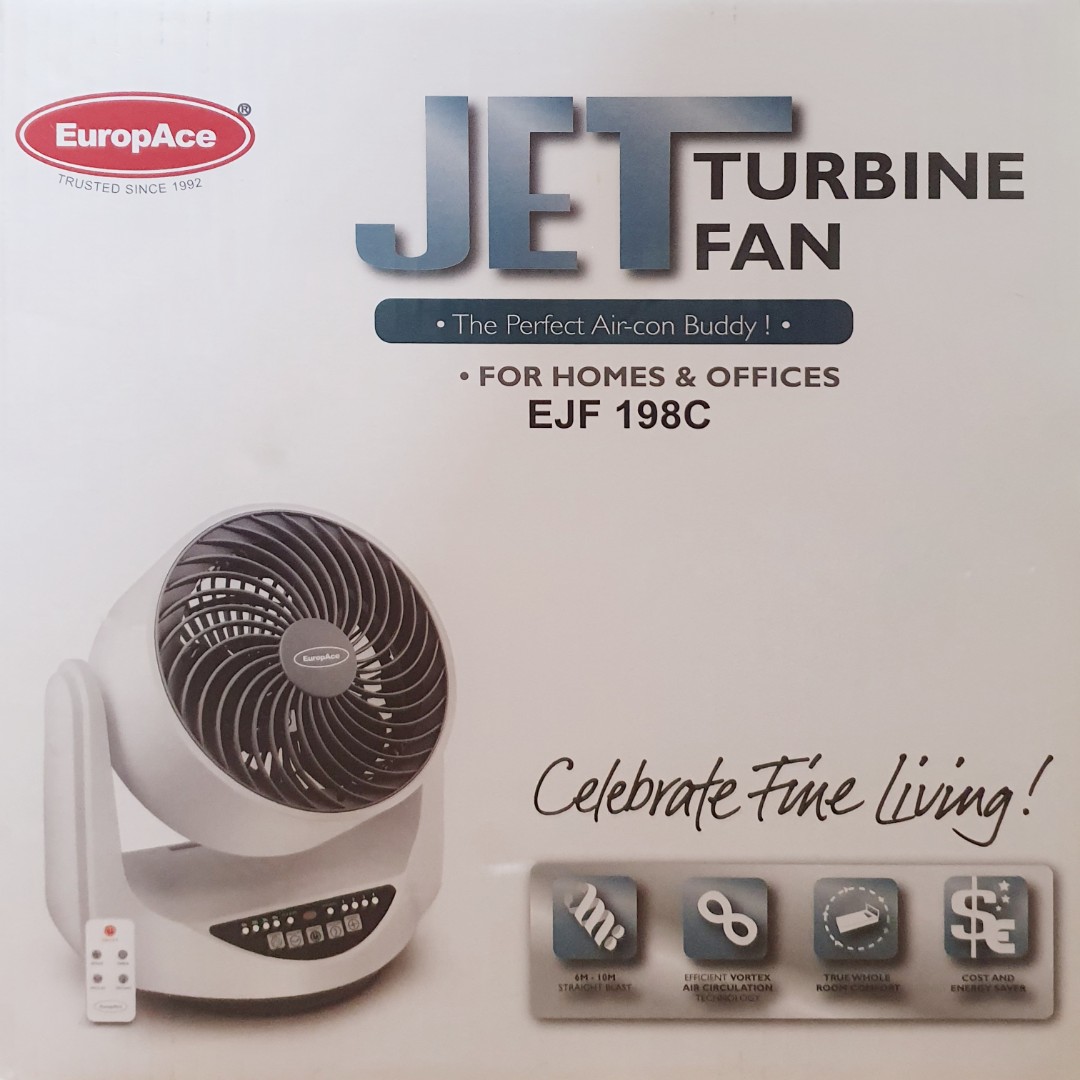 EuropAce Jet Turbine Fan EJF 198C, Furniture & Home Living, Lighting ...