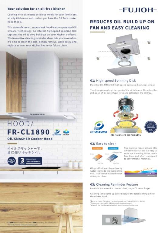 FUJIOH FR-CL1890R 90CM CHIMNEY HOOD + FUJIOH FH-GS5035 SVSS 3 BURNER ...