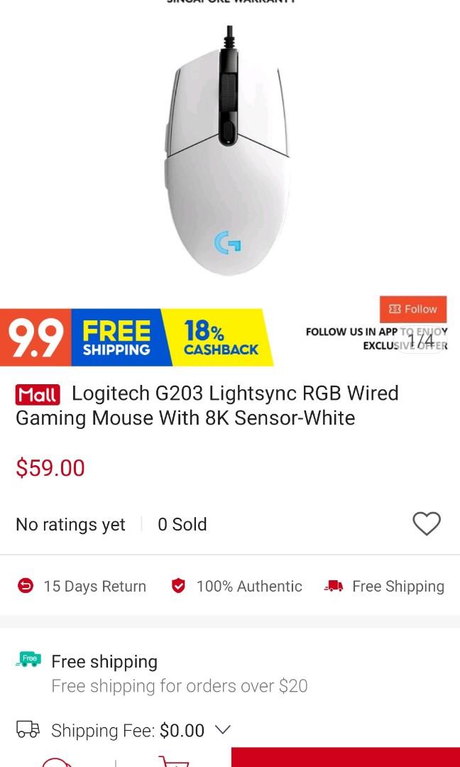 Logitech G203 left white only, Computers & Tech, Parts & Accessories ...