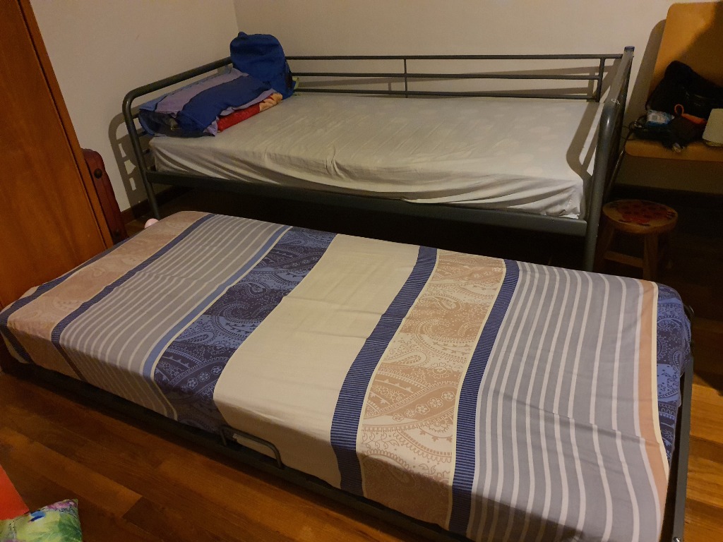 Very comfy single bed and pull-out bed combo, Furniture & Home Living ...