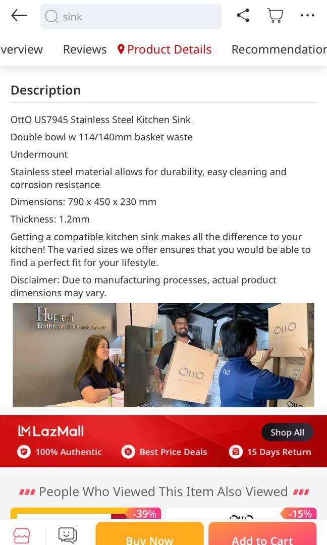 Brand new Otto high quality s/steel kitchen sink - double bowl ( model ...