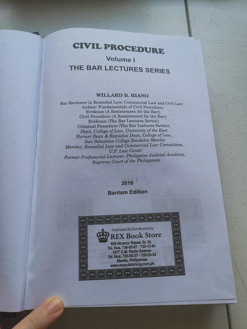 Civil Procedure - Volume 1 (Riano) (2016), Hobbies & Toys, Books ...