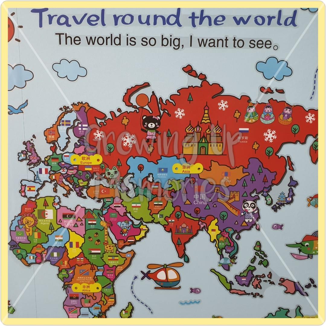 Colorful cartoon world map sticker, Hobbies & Toys, Stationery & Craft ...