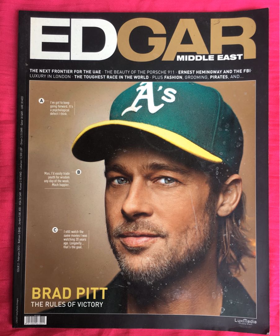 Edgar Magazine Brad Pitt, Hobbies & Toys, Books & Magazines, Magazines ...
