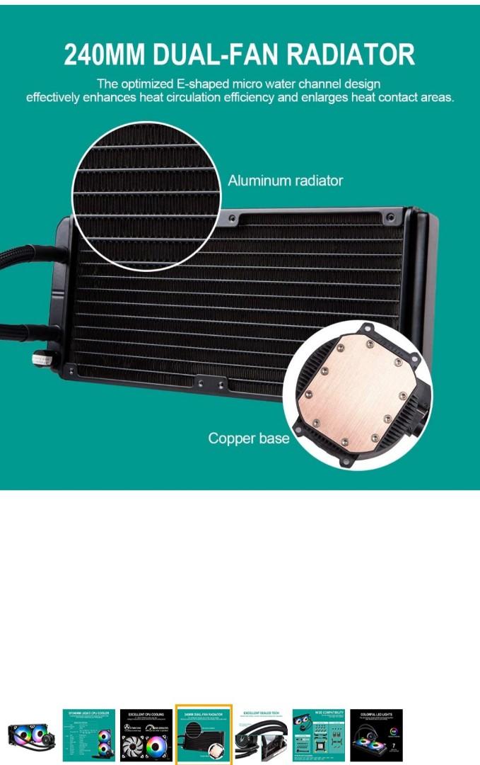 GOLDEN FIELD SF240 RGB All-in-One Liquid CPU Cooler With 240mm Radiator ...