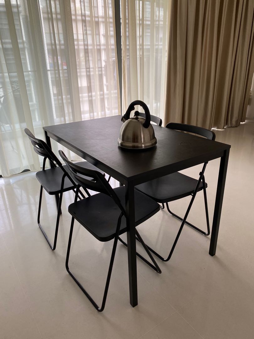Ikea Dining Table Black SET, Furniture & Home Living, Furniture, Tables ...