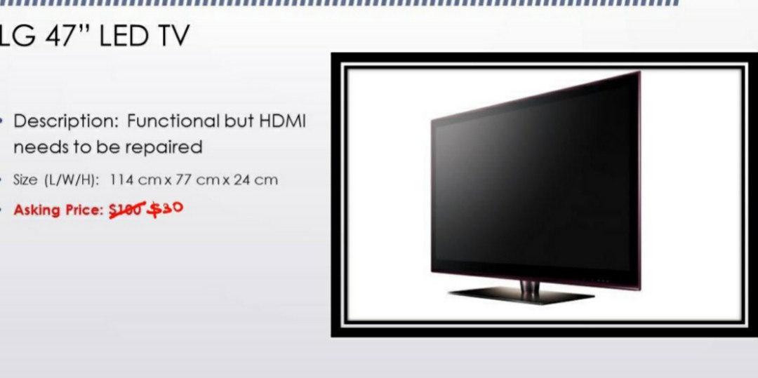 LG 47" LED TV sale, TV & Home Appliances, TV & Entertainment, TV on Carousell