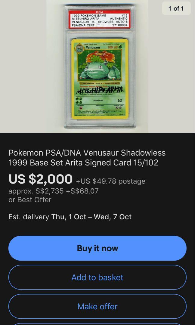 Mitsuhiro Arita signed Venusaur Base Set, Hobbies & Toys, Toys & Games ...
