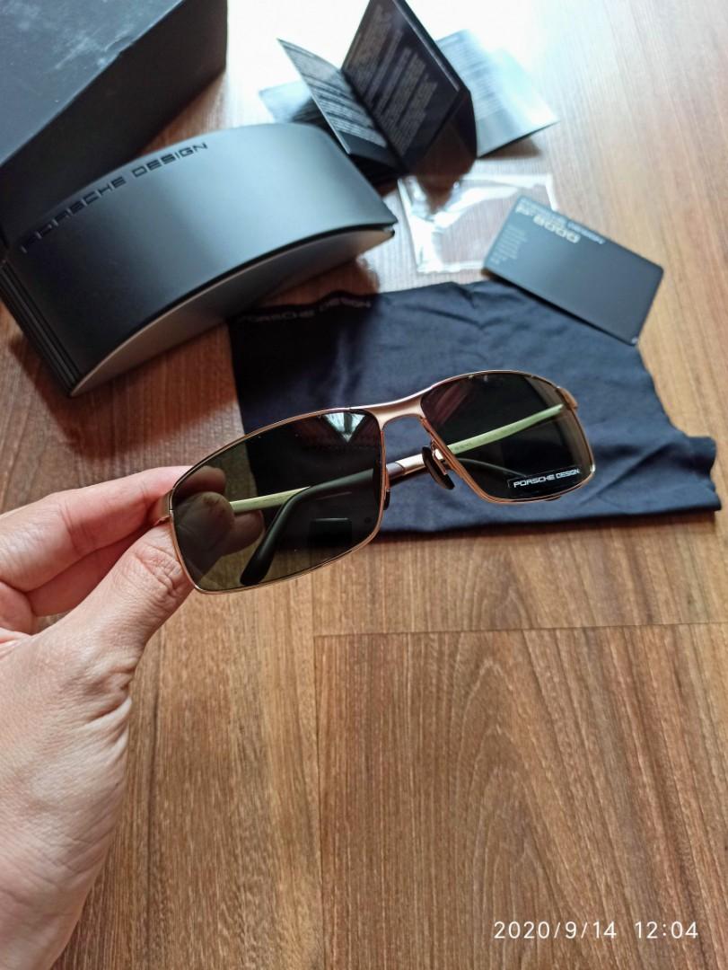 Porsche Design P8541 C Titan Gold Sunglasses Sonnenbrille Dark Green Lens 63mm Original Full set ...
