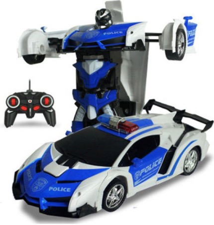 2 In 1 Remote Control RC Police Car Wireless Transformation Robot ...