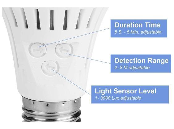Elrigs Motion Sensor Light Bulb with Dusk to Dawn, E26 Base, 7W LED(60W ...