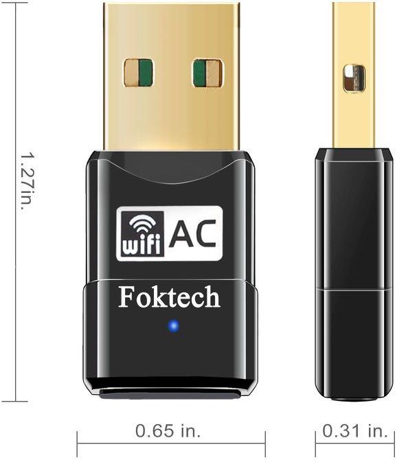 Foktech Wifi Dongle, AC600 802 11AC Dual Band 5GHz Mini Wireless ...