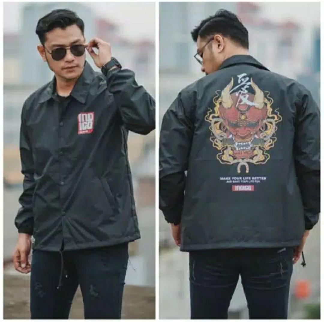 Jaket coach parasut sablon, Fesyen Pria, Pakaian , Atasan di Carousell