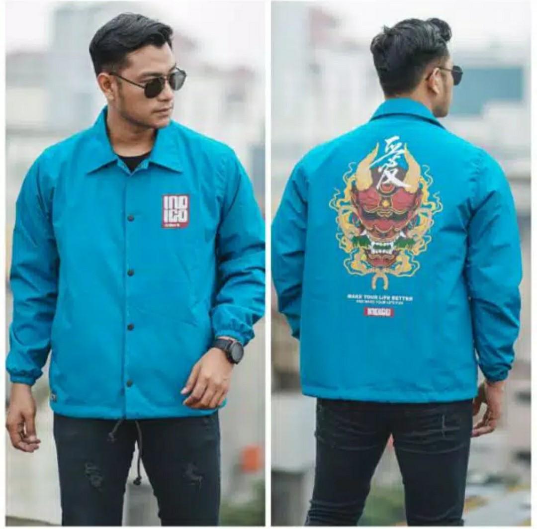 Jaket coach parasut sablon, Fesyen Pria, Pakaian , Atasan di Carousell
