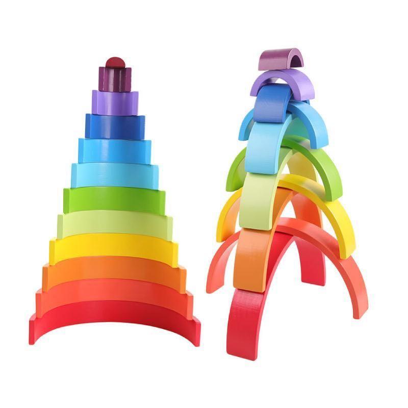 Montessori Rainbow Wooden Stackers, Babies & Kids, Toys & Walkers on ...