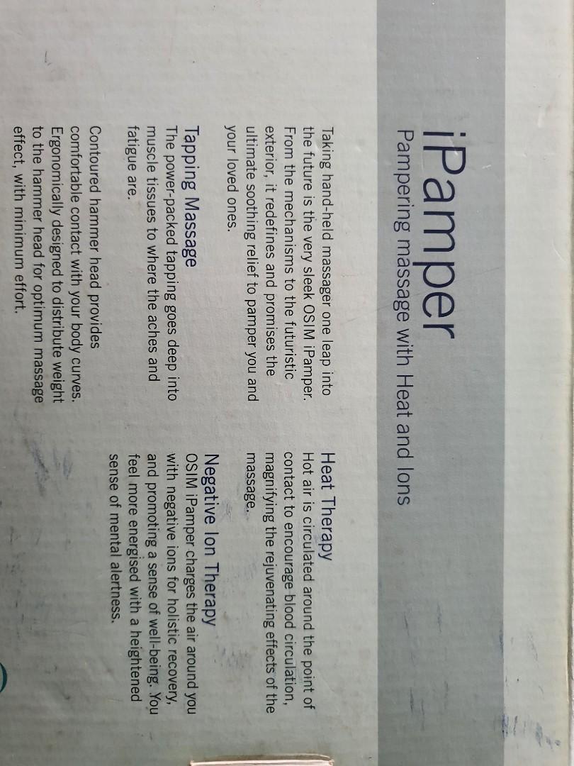 OSIM iPamper OS-3000 Handheld Massager, Health & Nutrition, Massage ...