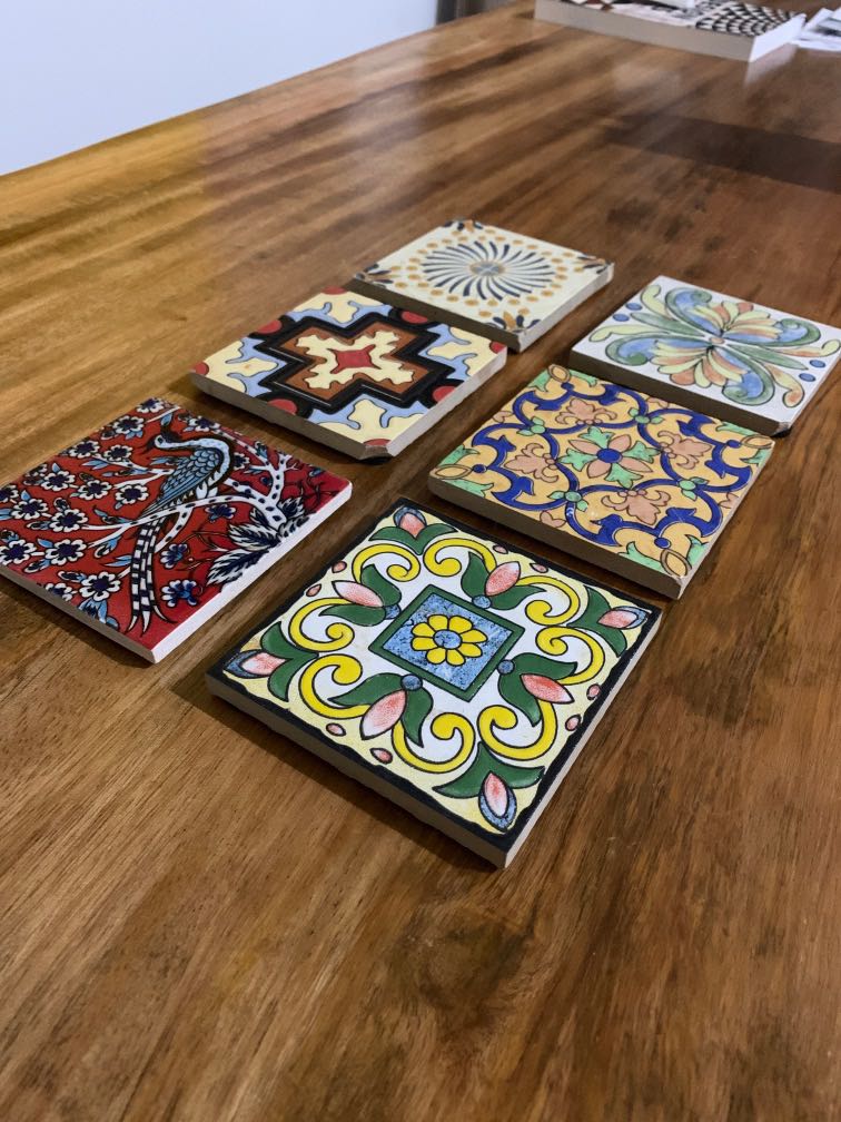 Peranakan tiles coaster x 6, Furniture & Home Living, Kitchenware ...