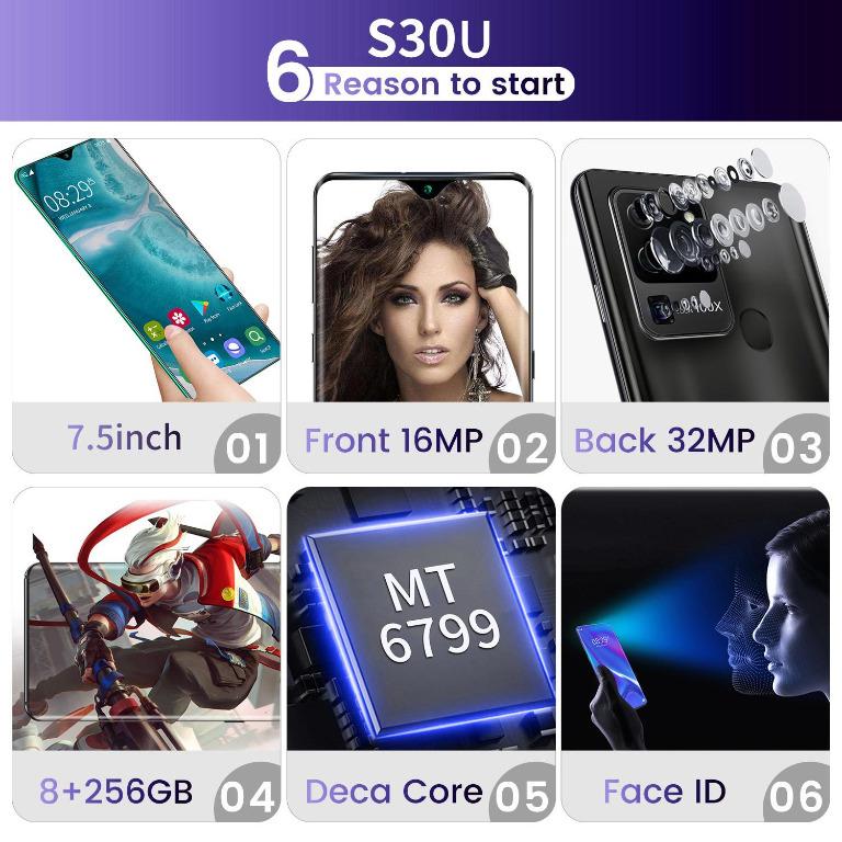 S30u 7.5 inch smartphone 8GB RAM 256GB ROM Smart Phone Face ID ...