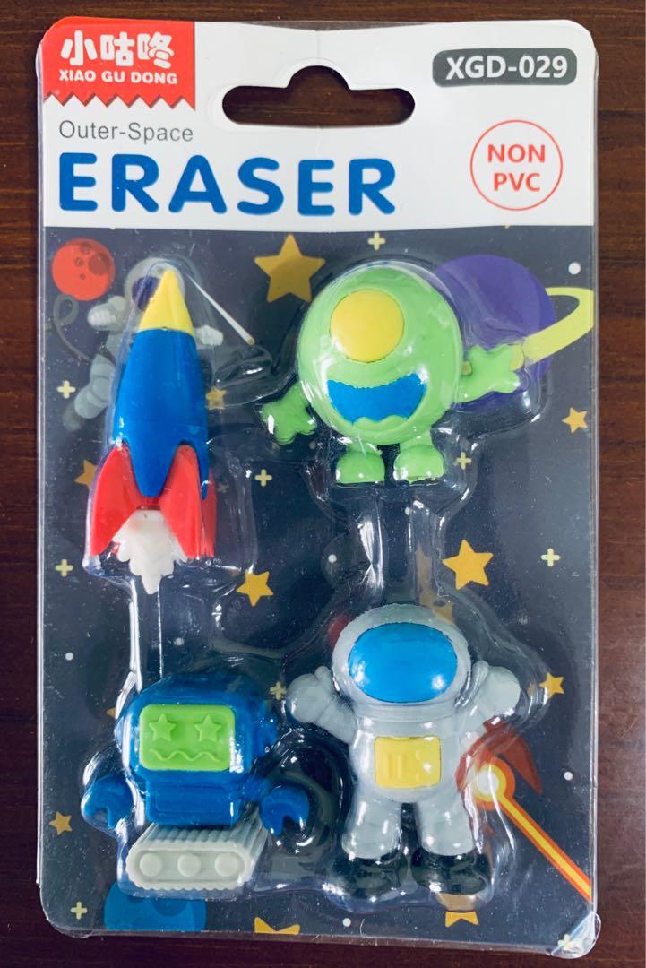 Set of 4 Space themed erasers, Hobbies & Toys, Stationery & Craft ...