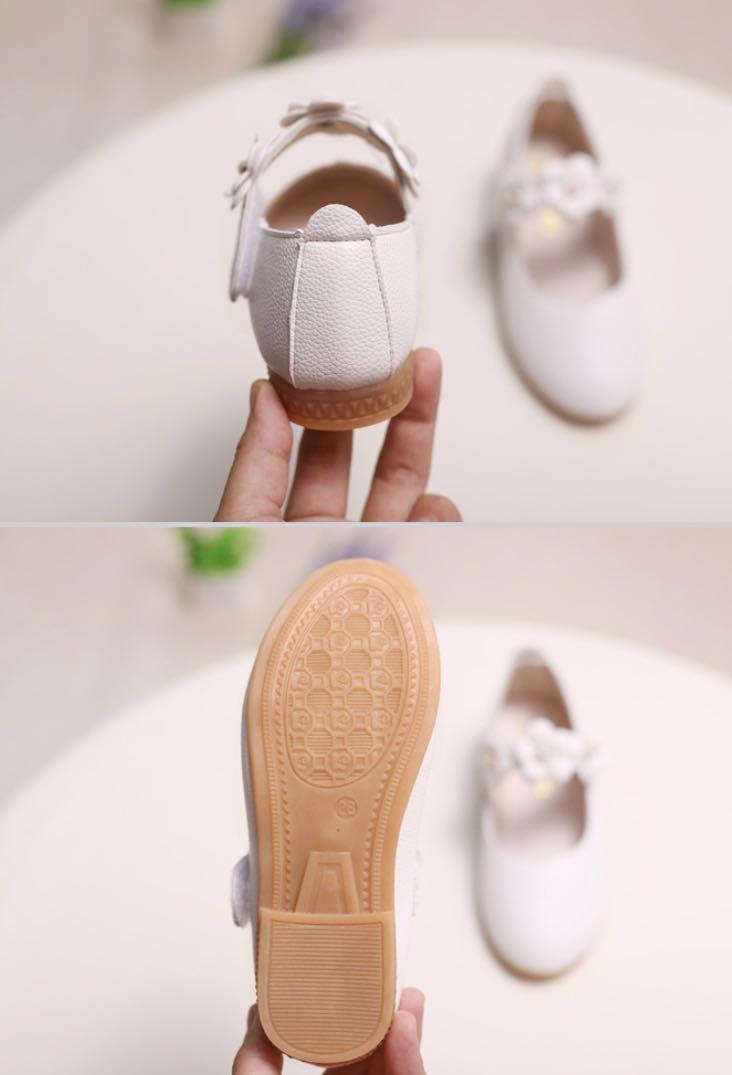Toddler girl cream Color covered Shoes with flower design strap size 26 ...