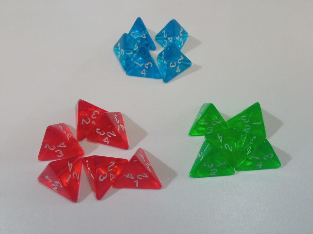4 Sided Transparent Dice for TCG come with 3 colour, Hobbies & Toys ...