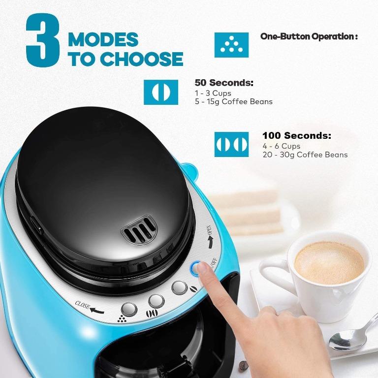 Aicook 2-in-1 Filter Coffee Machine, Bean to Cup Grind and Glass Carafe ...