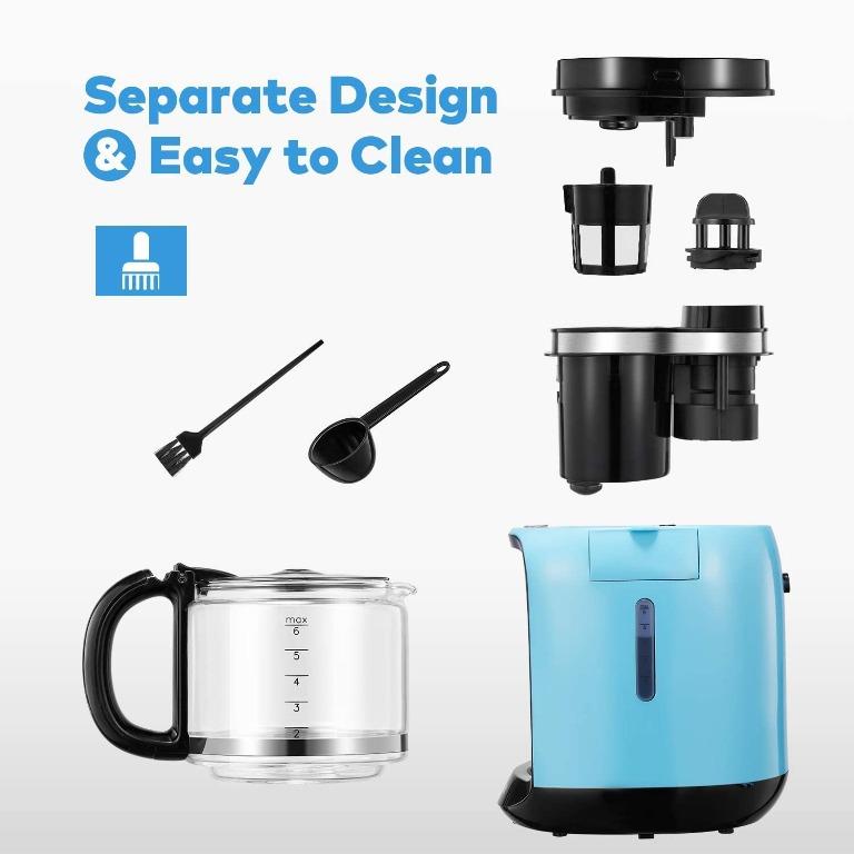 Aicook 2-in-1 Filter Coffee Machine, Bean to Cup Grind and Glass Carafe ...