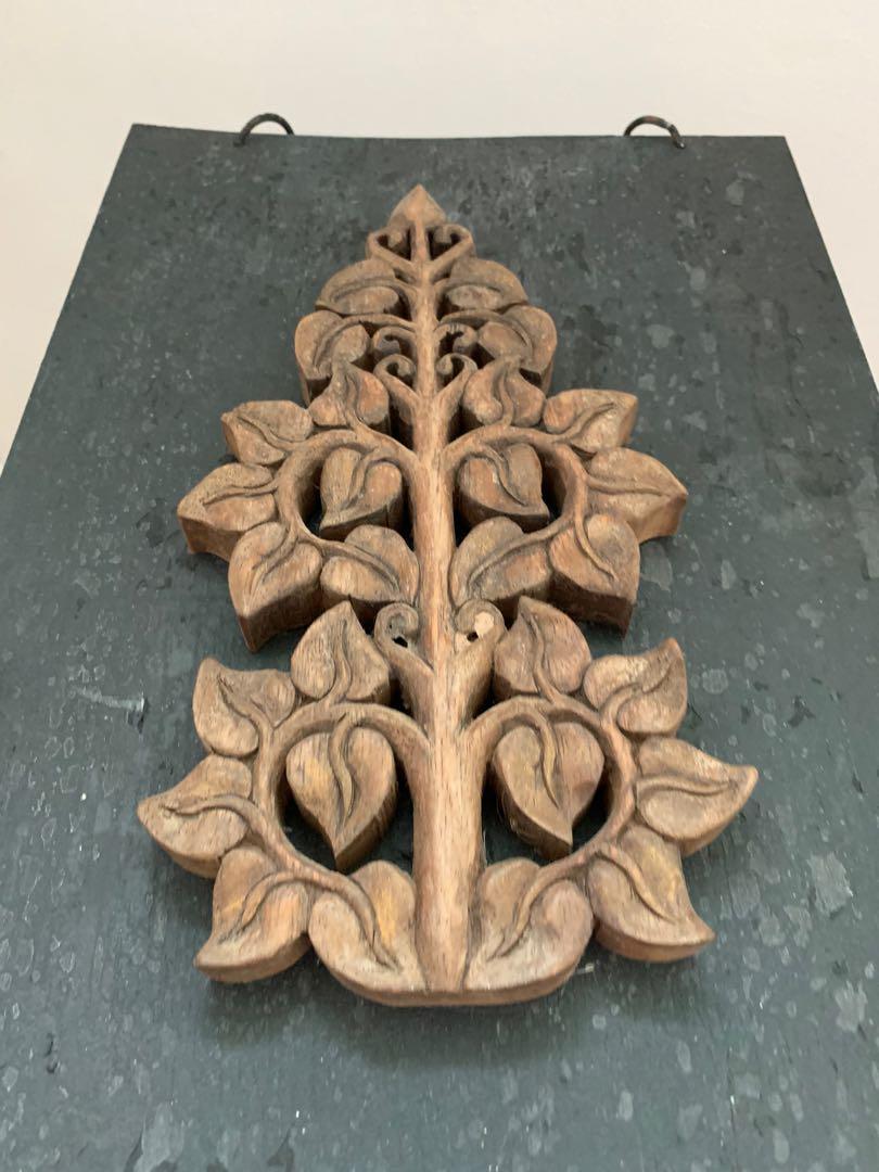 Indonesian Merbau Wood Carving of a Flowering Plant, Hobbies & Toys ...