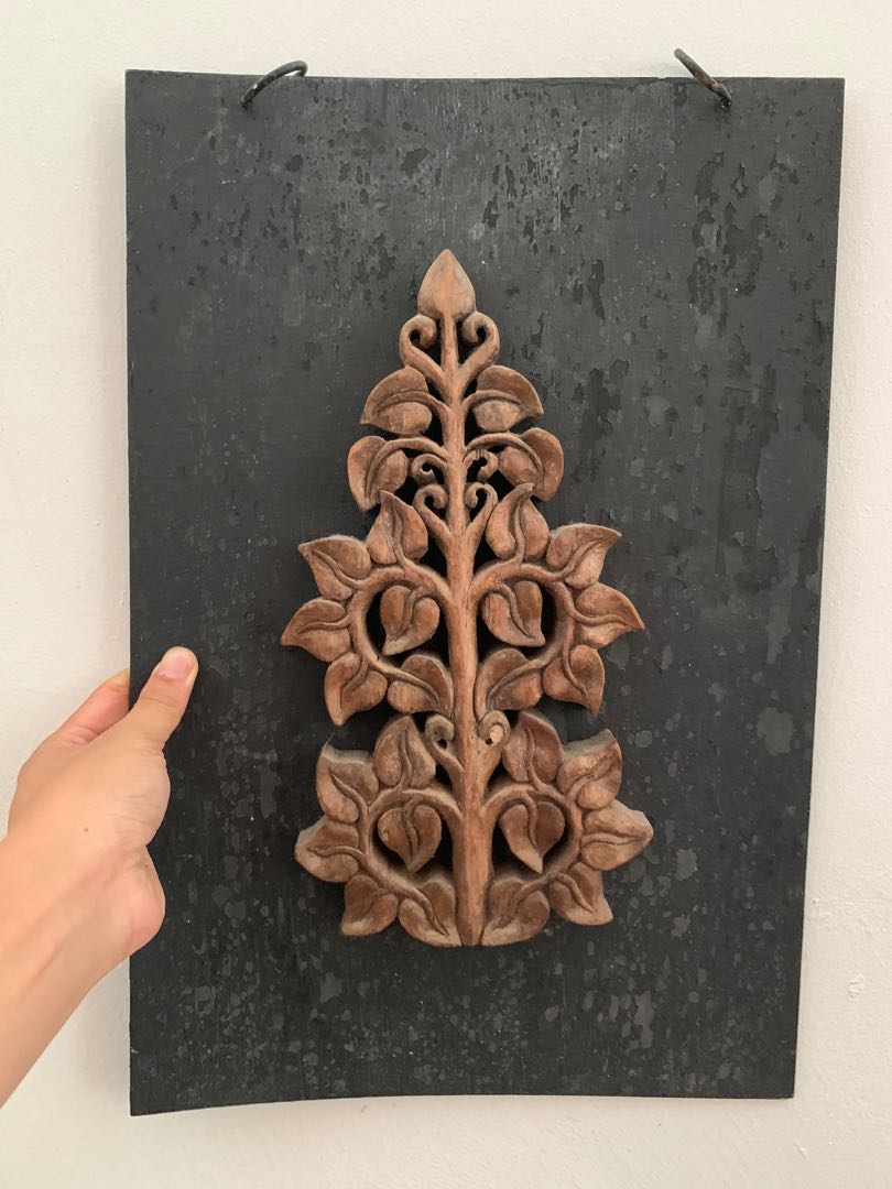 Indonesian Merbau Wood Carving of a Flowering Plant, Hobbies & Toys ...