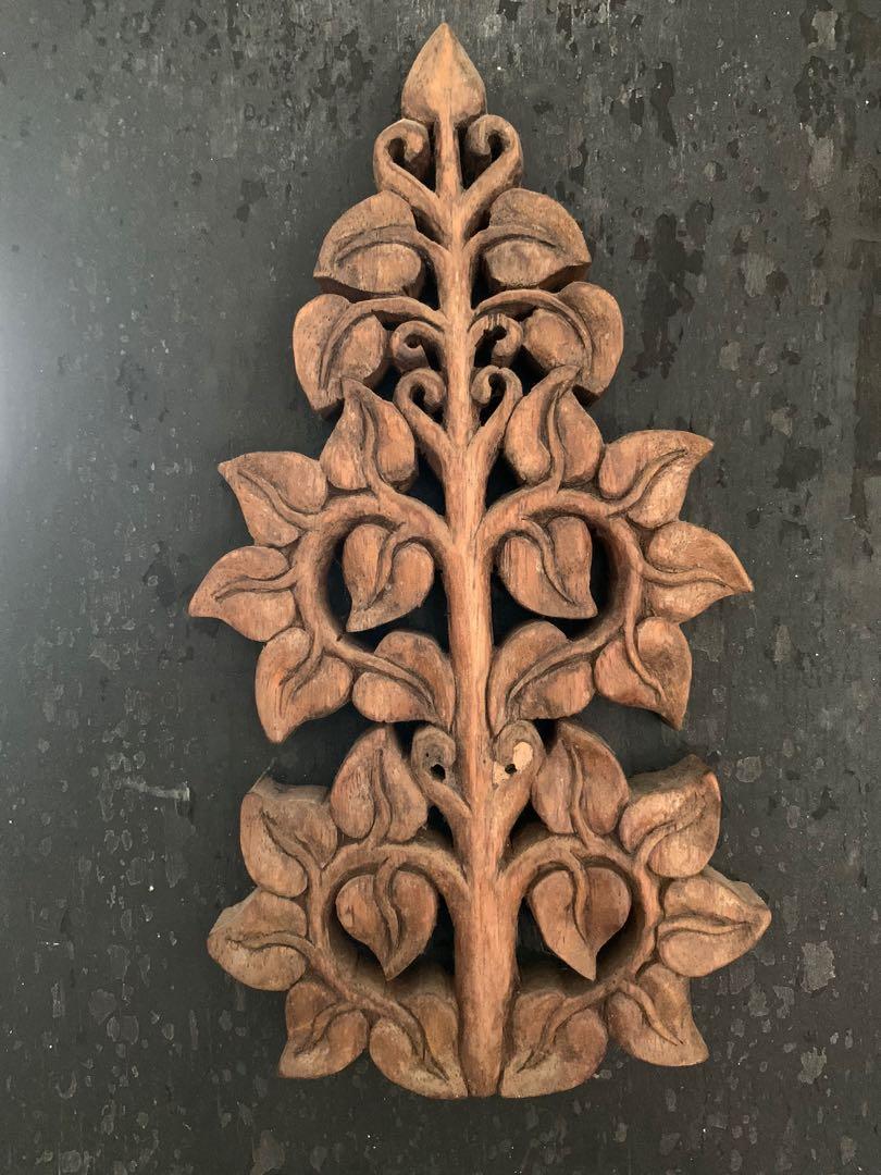 Indonesian Merbau Wood Carving of a Flowering Plant, Hobbies & Toys ...