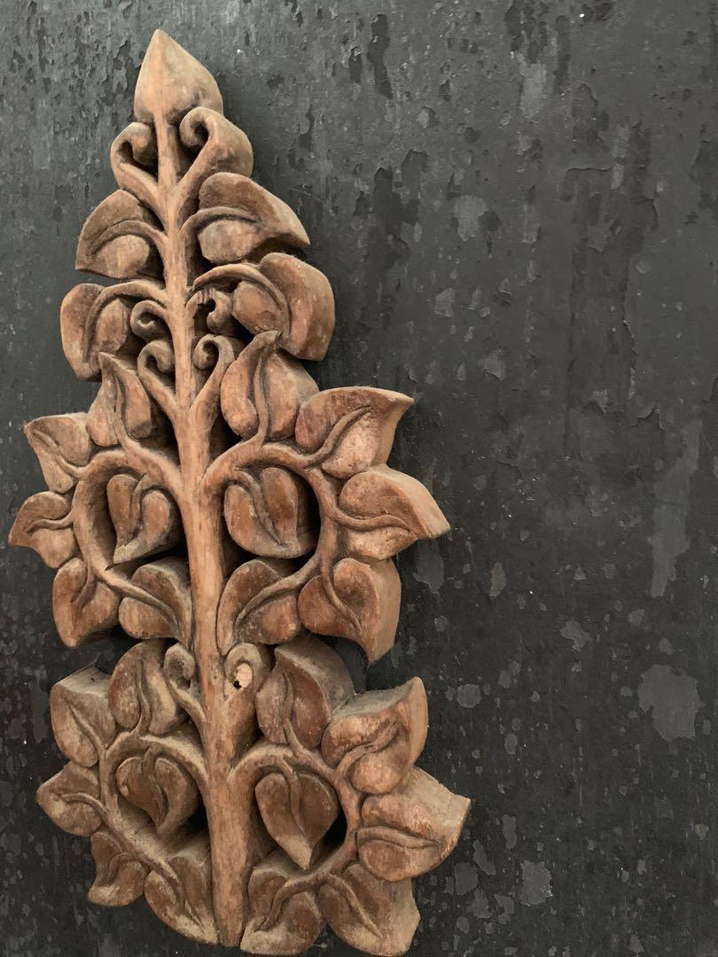 Indonesian Merbau Wood Carving of a Flowering Plant, Hobbies & Toys ...
