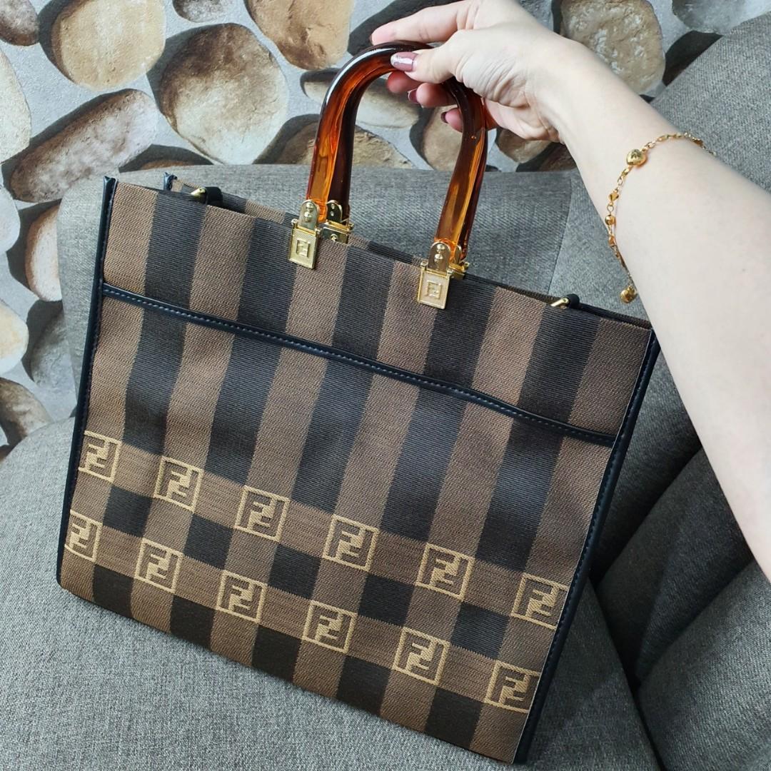 Tas Fendi Sunshine FF Stripe Shopper LIMITED STOCK, Fesyen Wanita, Tas ...