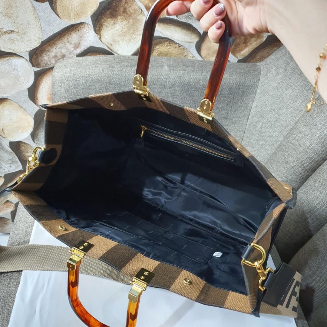 Tas Fendi Sunshine FF Stripe Shopper LIMITED STOCK, Fesyen Wanita, Tas ...