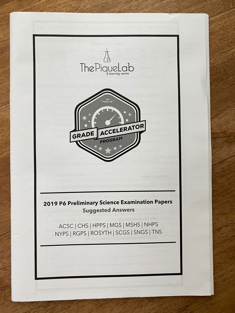 The Pique Lab SCIENCE 2019 P6 Prelim Suggested Answer, Books ...