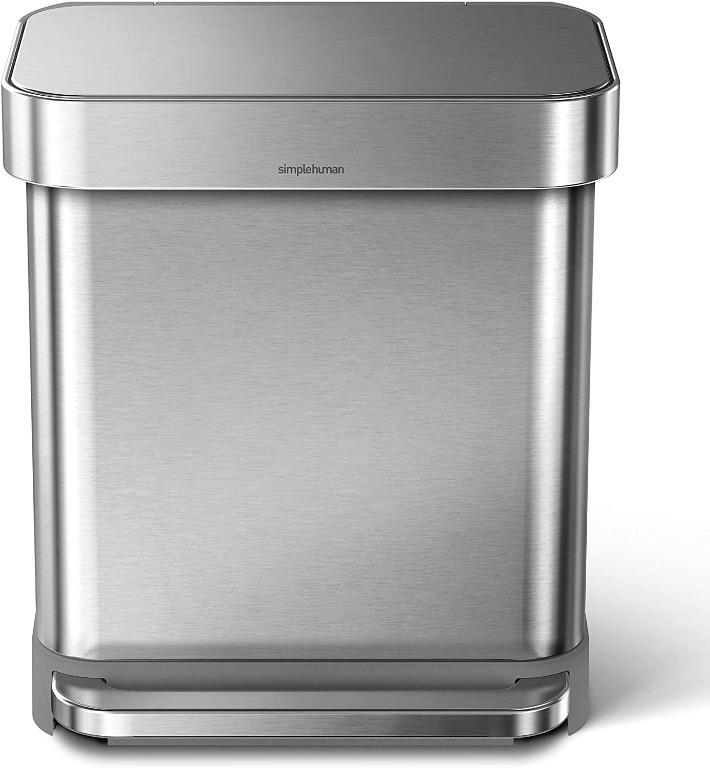 simplehuman Stainless Steel Metal Rectangular Step Trash Can Designer ...