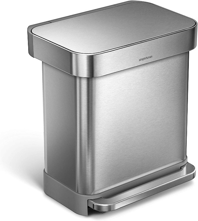 simplehuman Stainless Steel Metal Rectangular Step Trash Can Designer ...