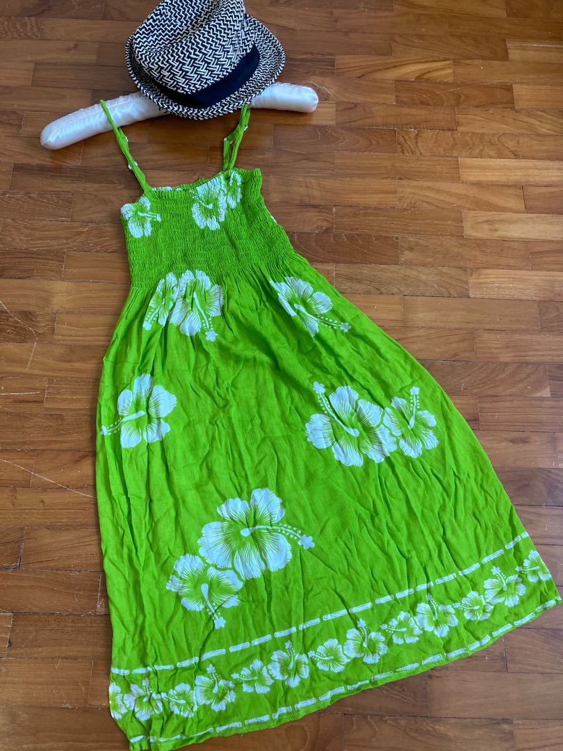Green floral sun dress, Women's Fashion, Dresses & Sets, Dresses on ...