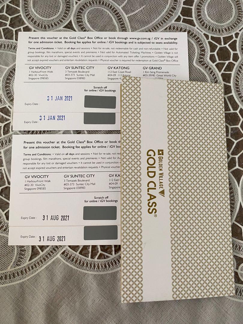 GV Gold Class ticket, Tickets & Vouchers, Vouchers on Carousell