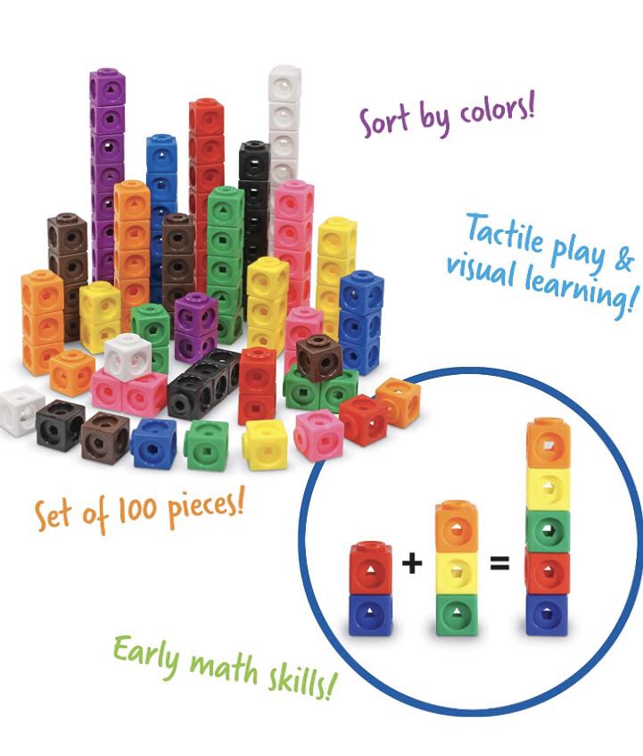 Learning Resources MathLink 100 Cubes Mathematics Early Learners Brain ...