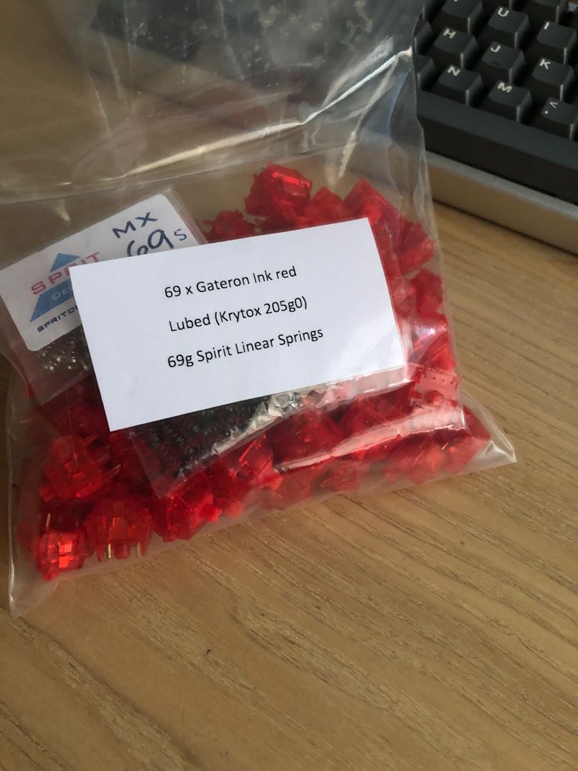 70x Krytox Lubed Gateron Ink Red V2 mechanical keyboard switches ...